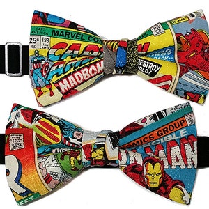 Marvel Comics Bow Tie- Superheroes Bow Tie- Captain America- Iron Man- Hulk- Pre Tied- Geeky ...