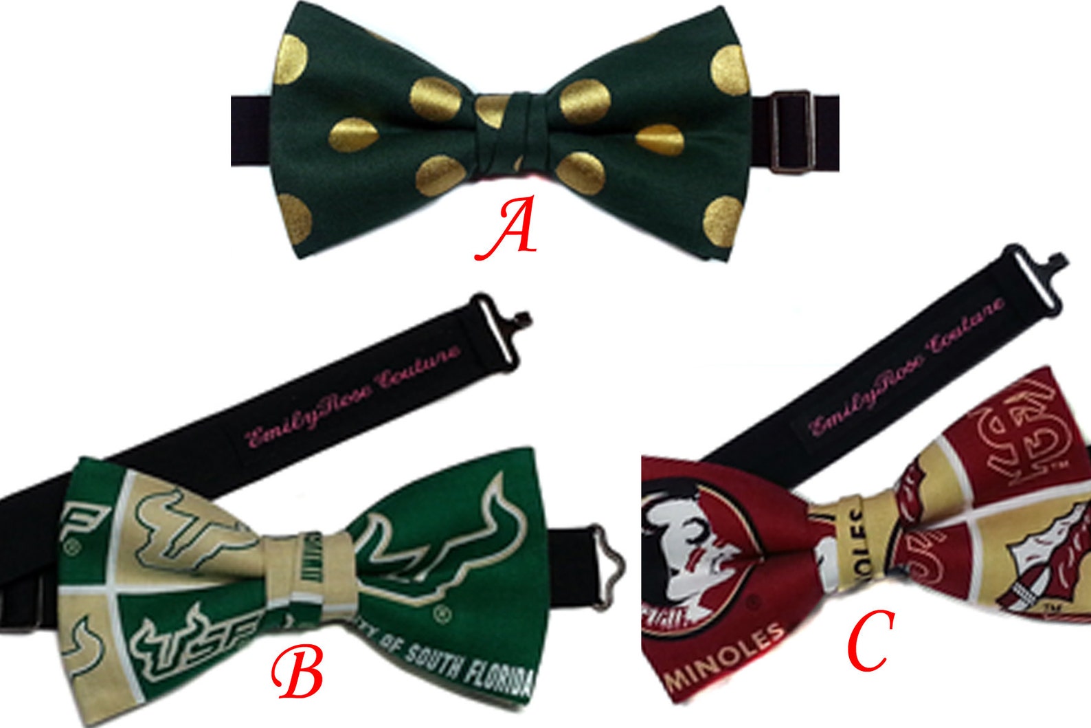 Football Fan Bow Ties USF Bulls Bow Tie Seminoles Bow Tie - Etsy