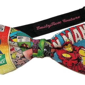 Marvel Comics Bow Tie- Superheroes Bow Tie- Captain America- Iron Man- Hulk- Pre Tied- Geeky ...