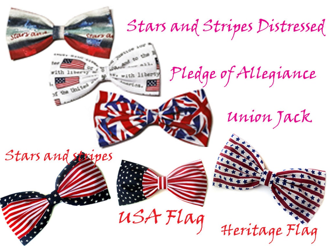 Patriotic American Flag Hair Bow- Barrette, Alligator Clip, or Headband ...