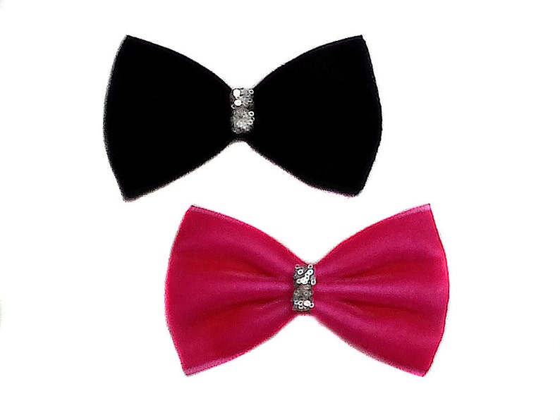 Red and Black Velvet Mini Hair Bow Set With Rhinestones Pink - Etsy