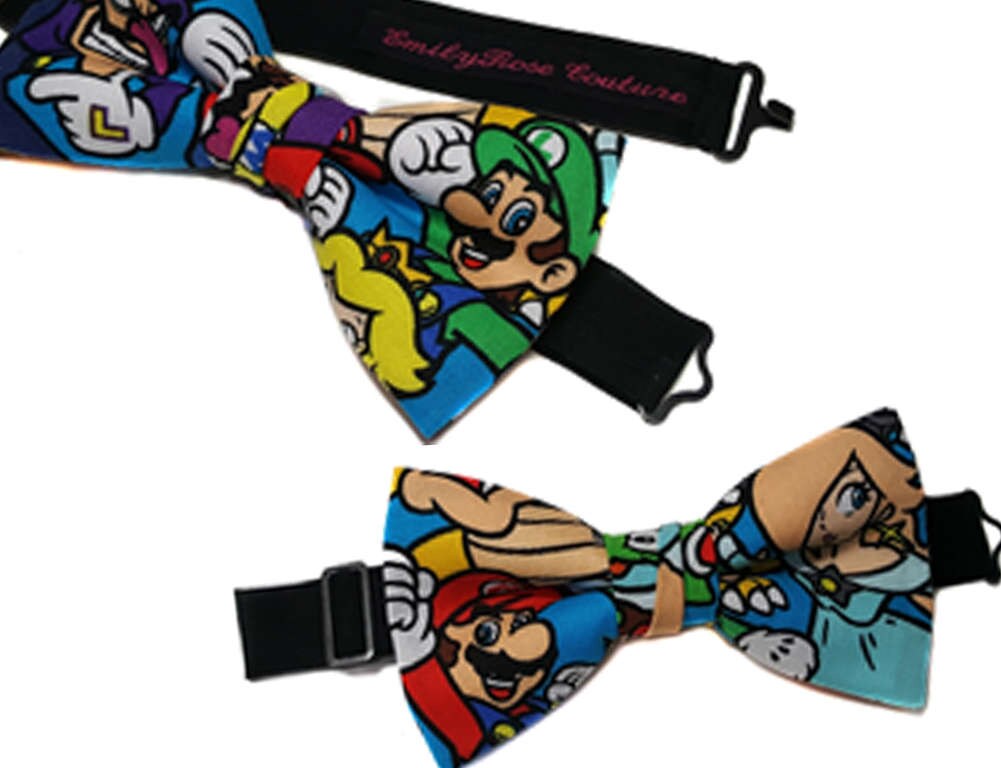 Mario World Bow Tie- Luigy World Bow Tie- Adjustable Neck Strap, Pre ...