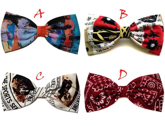 Abstract Hair Bows Geisha Hair Bow News Paper Bandanna - Etsy