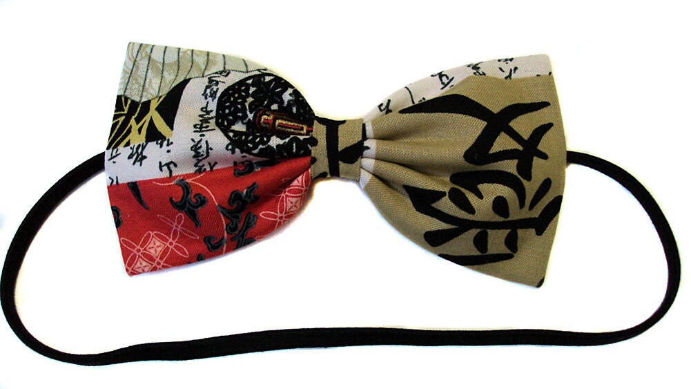 Abstract Hair Bows- Geisha Hair Bow- News Paper- Bandanna- Barrette ...