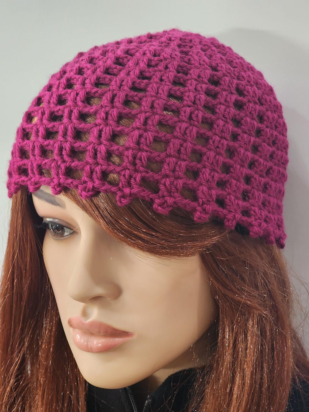 Crochet Mesh Hat Skull Cap Netted Mesh Beanie Mesh Beanie One Size ...