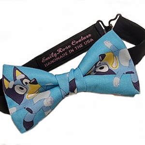 Bluey Bow Tie- Blue Bow Tie- Pre-tied- Self Tied Look- Adjustable ...