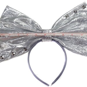 Giant Extra Large Sia Inspired Hair Bows- Metallic Silver With Silver ...