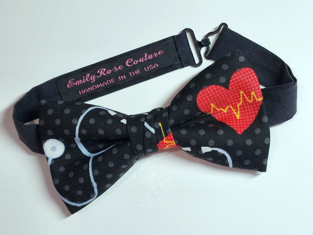 Doctor- Nurse- Heart Rate Bow Tie- Medical Bow Tie- Pre Tied- Self Tied ...
