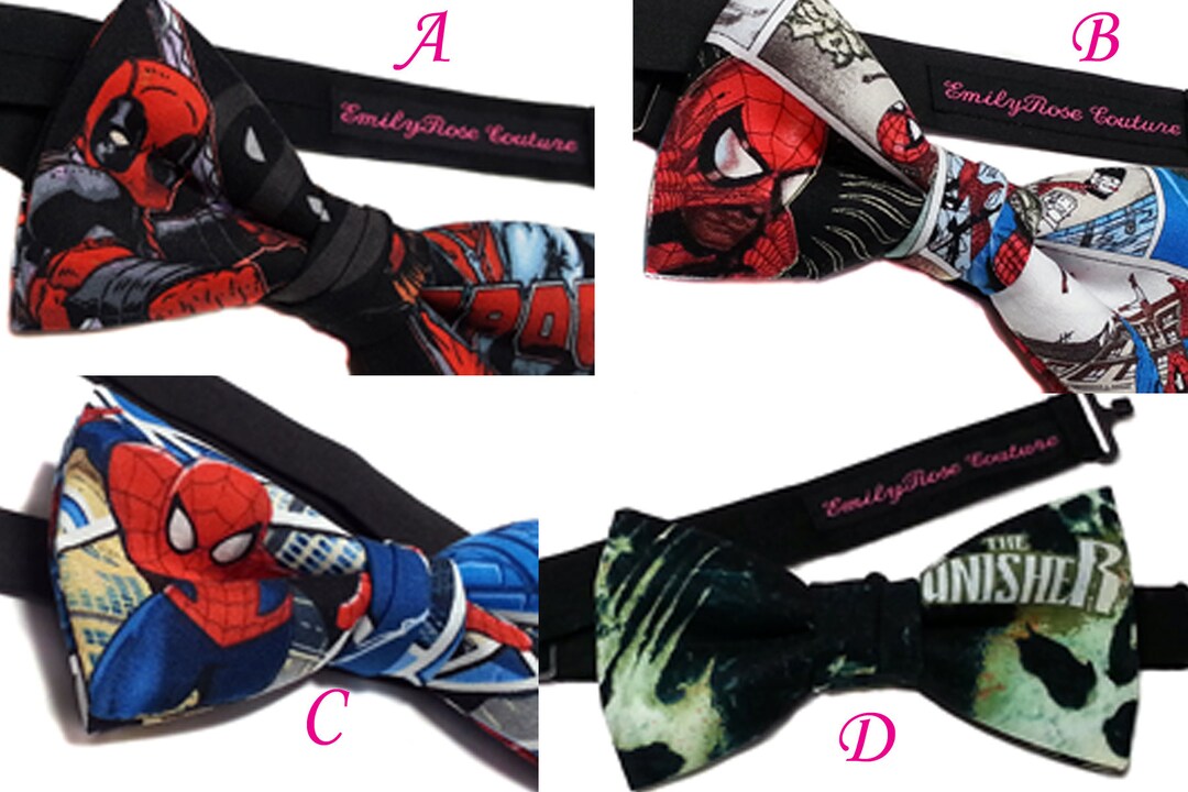 Marvel Bow Tie- Spider Man Bow Tie- Punisher Bow Tie- Deadpool Bow Tie ...