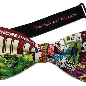 Marvel Comics Bow Tie- Superheroes Bow Tie- Captain America- Iron Man- Hulk- Pre Tied- Geeky ...