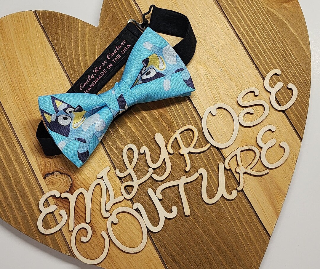 Bluey Bow Tie- Blue Bow Tie- Pre-tied- Self Tied Look- Adjustable ...