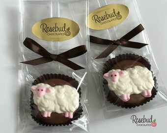 12 SHEEP Large Chocolate Lollipops Animal Farm Barnyard Birthday Party ...