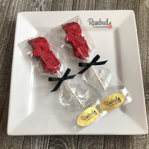 12 FIRE ENGINE Chocolate Red Truck Lollipops Fireman Firefighter ...