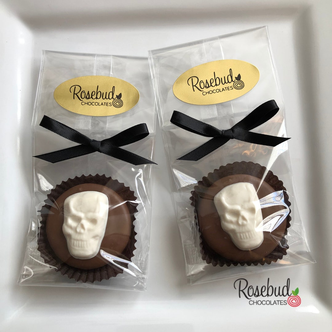 12 SKULL Chocolate Covered Oreo Cookie Favors Halloween Party Candy ...