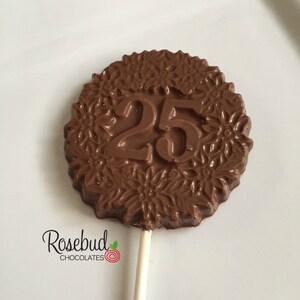12 NUMBER #25 Chocolate Decorative FLORAL Lollipop Favors Birthday ...
