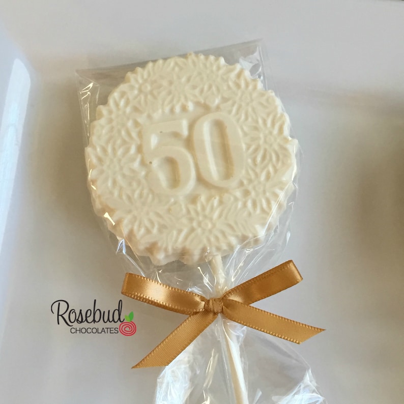 12 NUMBER FIFTY 50 Chocolate Decorative FLORAL Lollipop Candy | Etsy