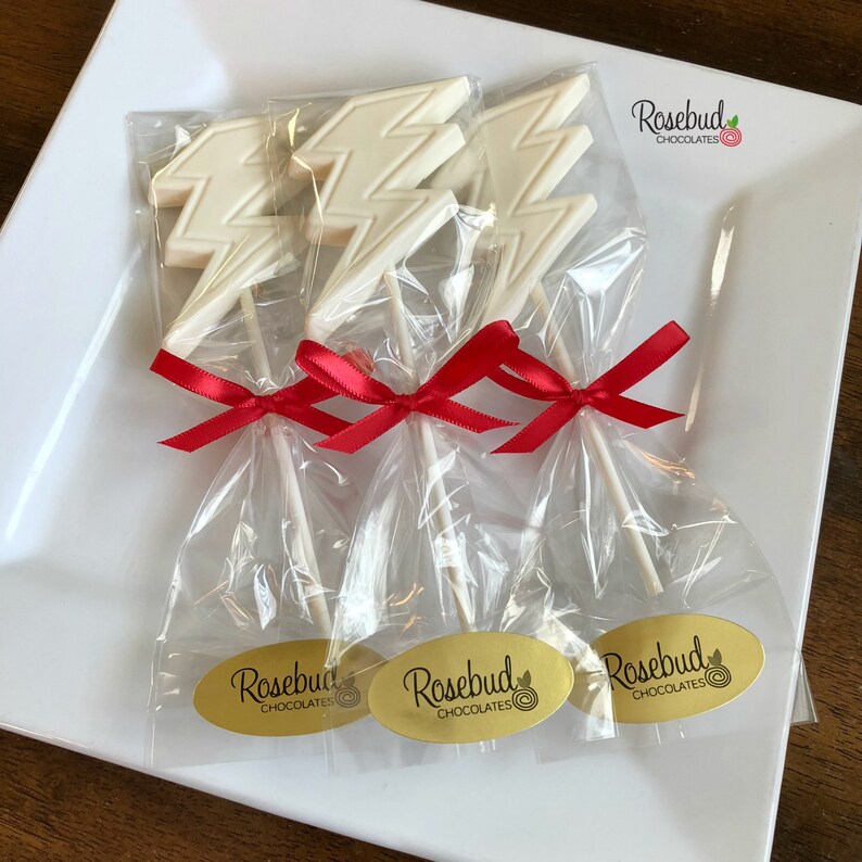 12 LIGHTNING BOLT Chocolate Lollipop Birthday Party Candy - Etsy