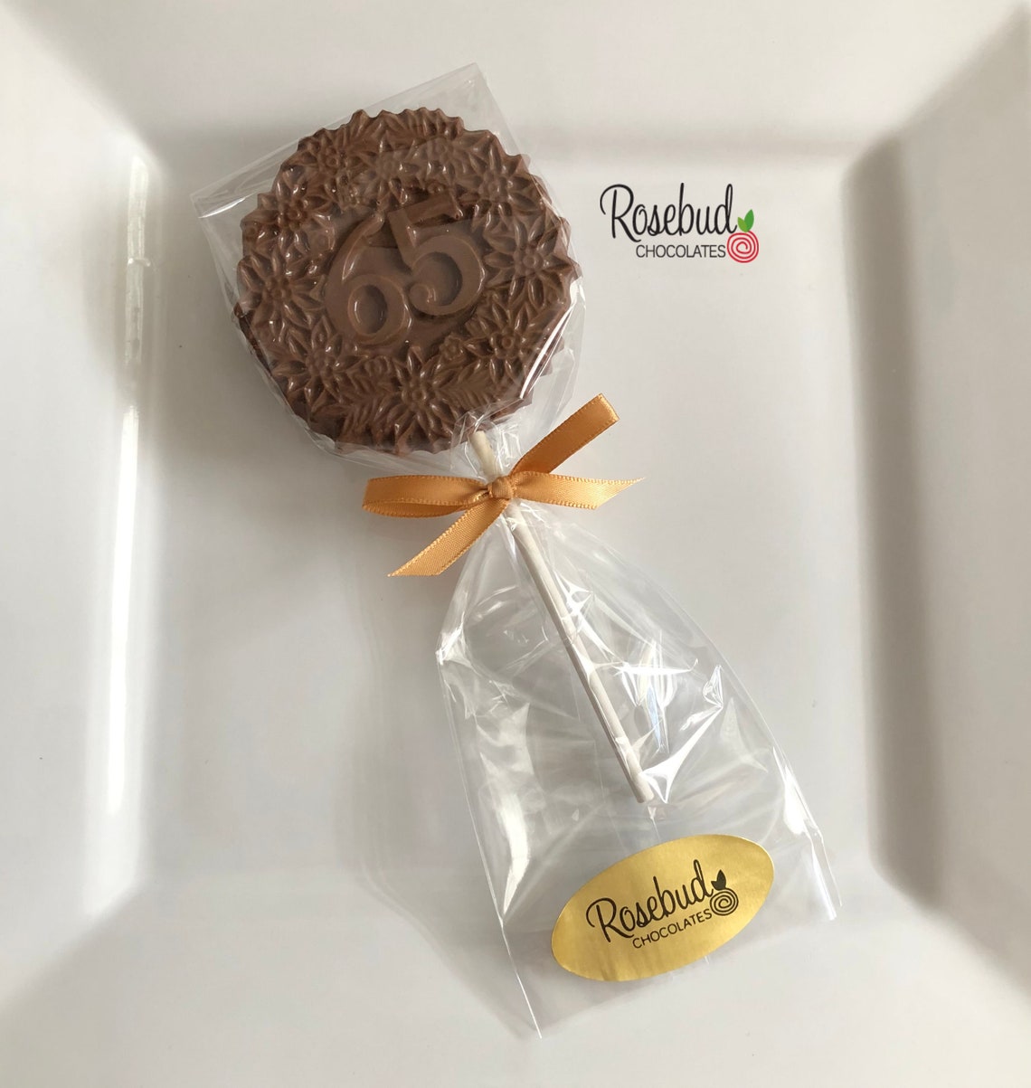 12 NUMBER #65 Chocolate Decorative FLORAL Lollipops 65th Birthday Party ...