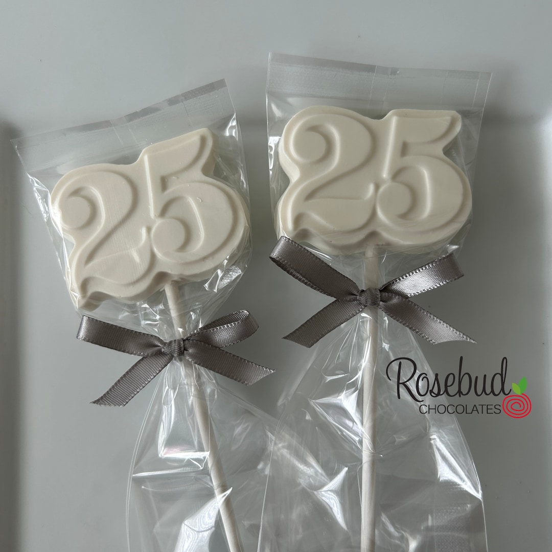 12 NUMBER TWENTY FIVE #25 Chocolate Lollipops 25th Birthday Party ...