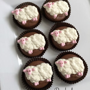 12 SHEEP Chocolate Covered Oreo Cookie Favors Farm Barnyard Birthday ...
