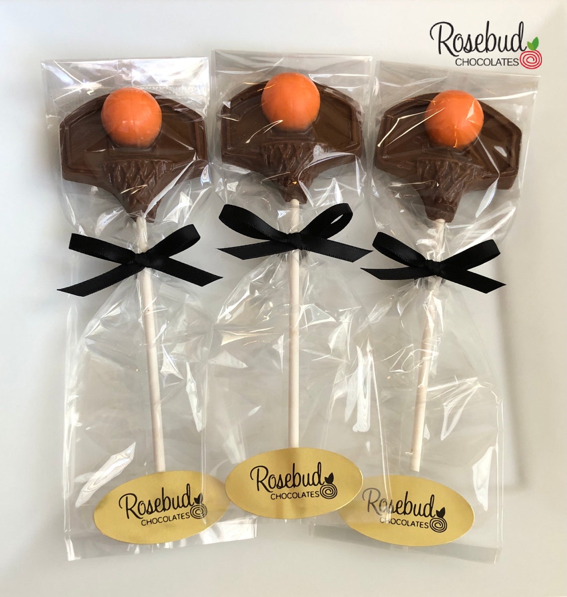 12 BASKETBALL HOOP Chocolate Lollipop Sports Birthday Party Candy ...