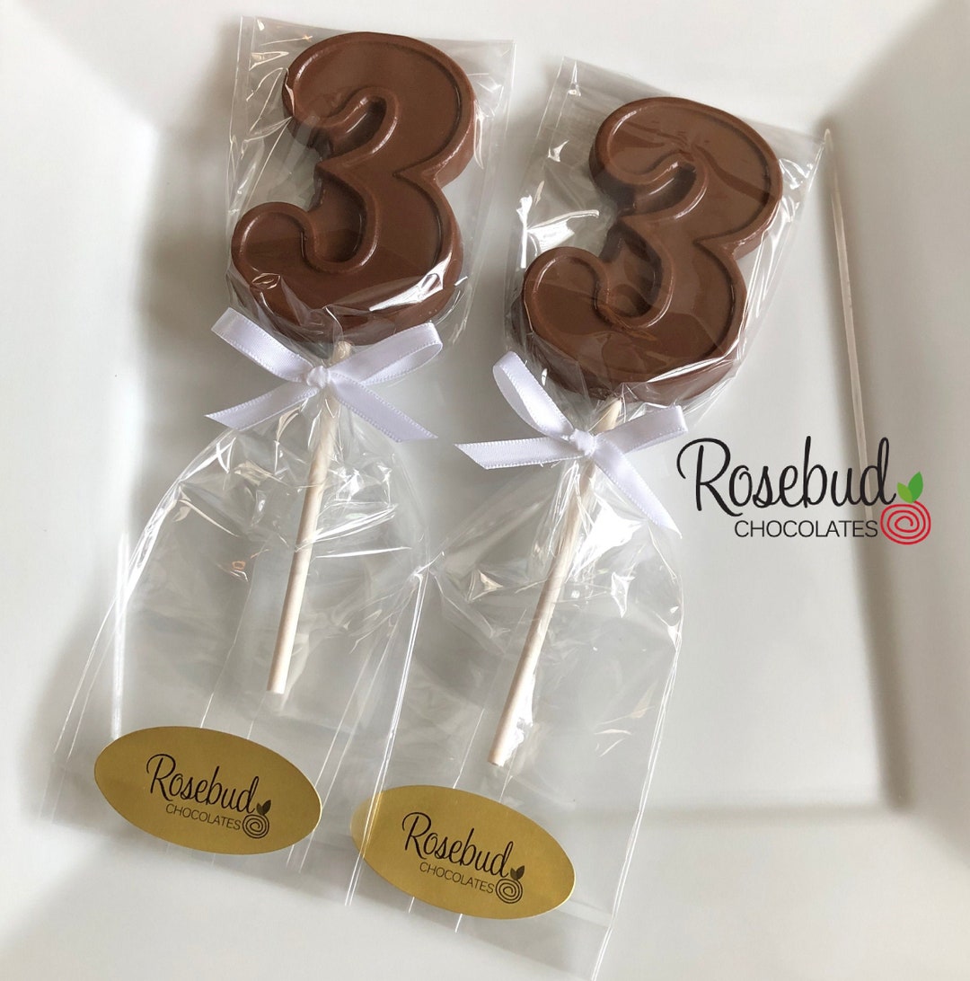 12 Chocolate Number 3 Lollipops Three Third Birthday Party Favors - Etsy