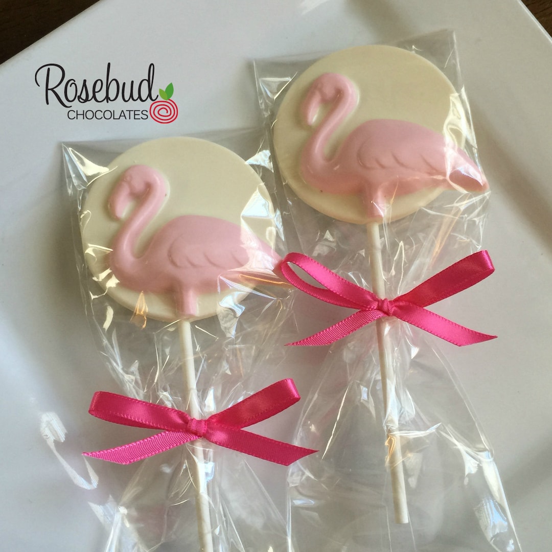 12 FLAMINGO Chocolate Lollipops Candy Party Favors Birthday Luau ...