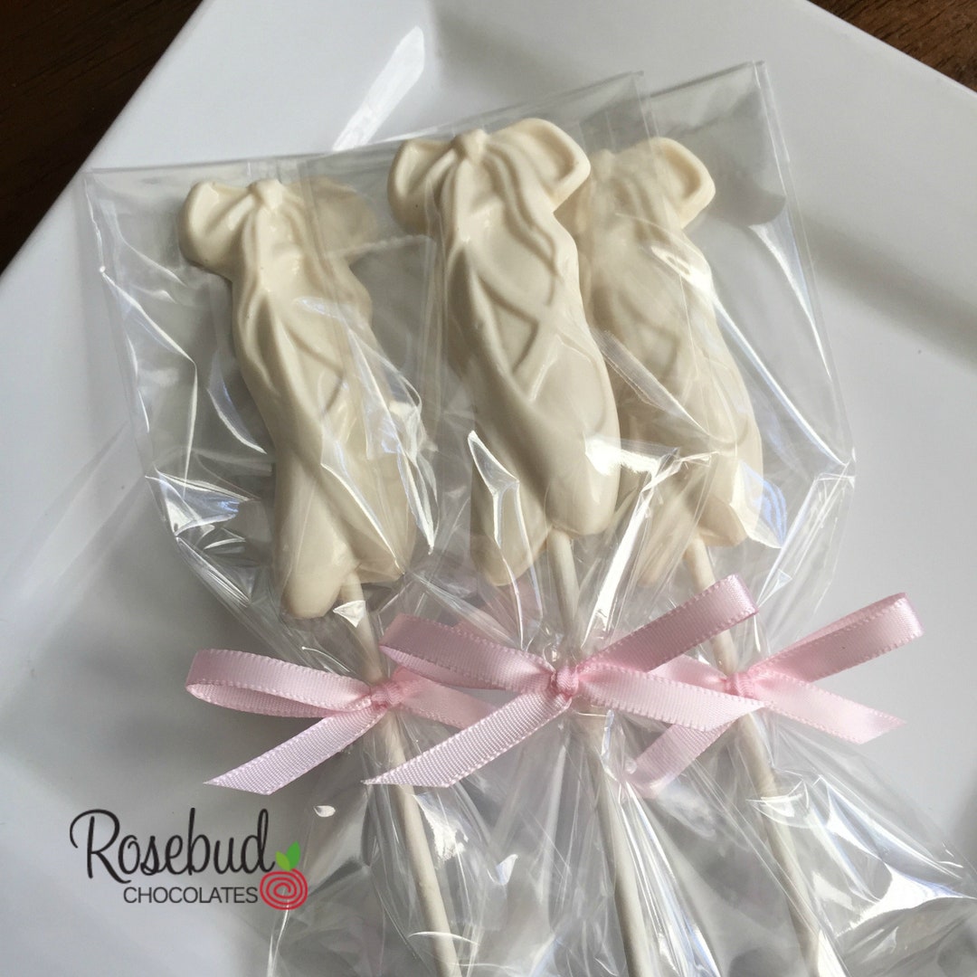 12 BALLET SLIPPERS Chocolate Lollipop Favors Dance Recital Ballerina ...