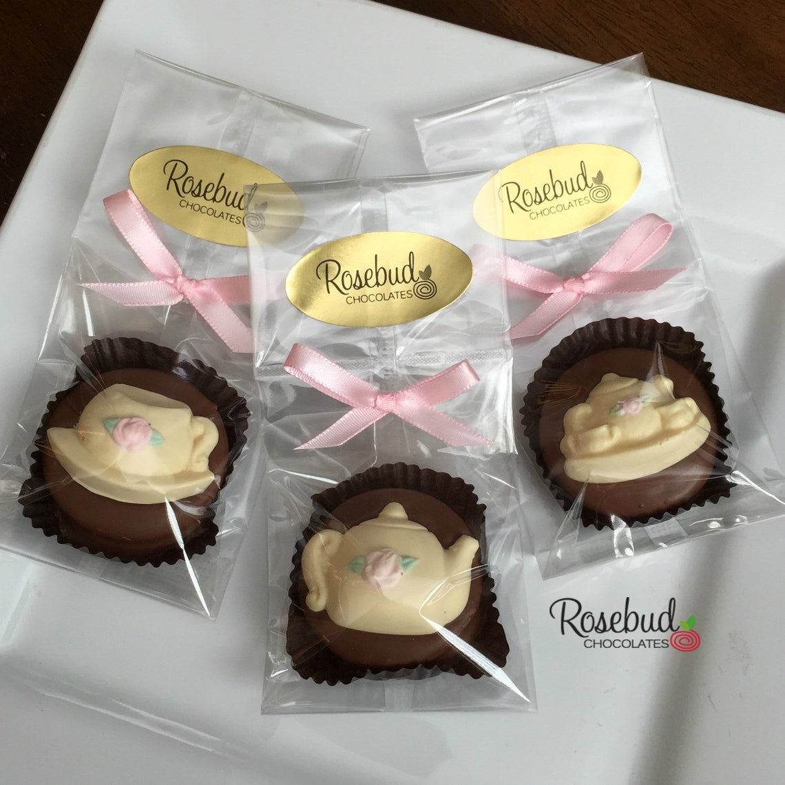 12 TEA SET Teapot Teacup Chocolate Covered Oreo Cookie Favors Rose ...