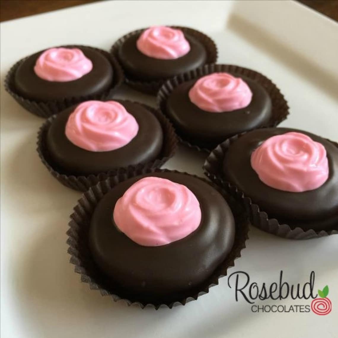 12 ROSEBUD Chocolate Covered Oreo Cookie Favors Pink Rose Baby | Etsy