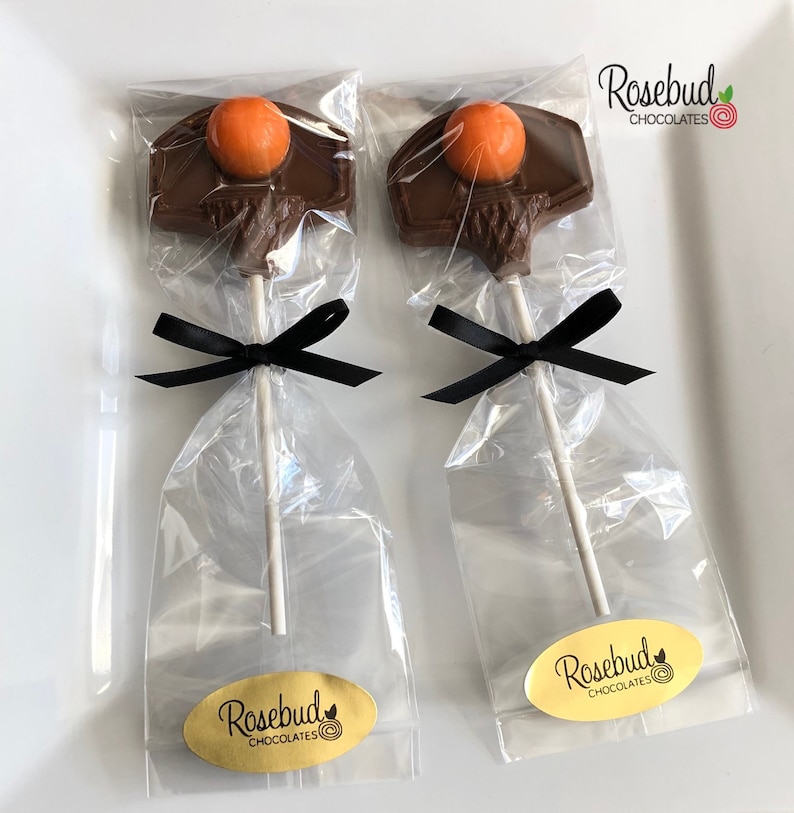 12 BASKETBALL HOOP Chocolate Lollipop Sports Birthday Party Candy ...