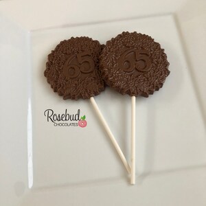 12 NUMBER #65 Chocolate Decorative FLORAL Lollipops 65th Birthday Party ...