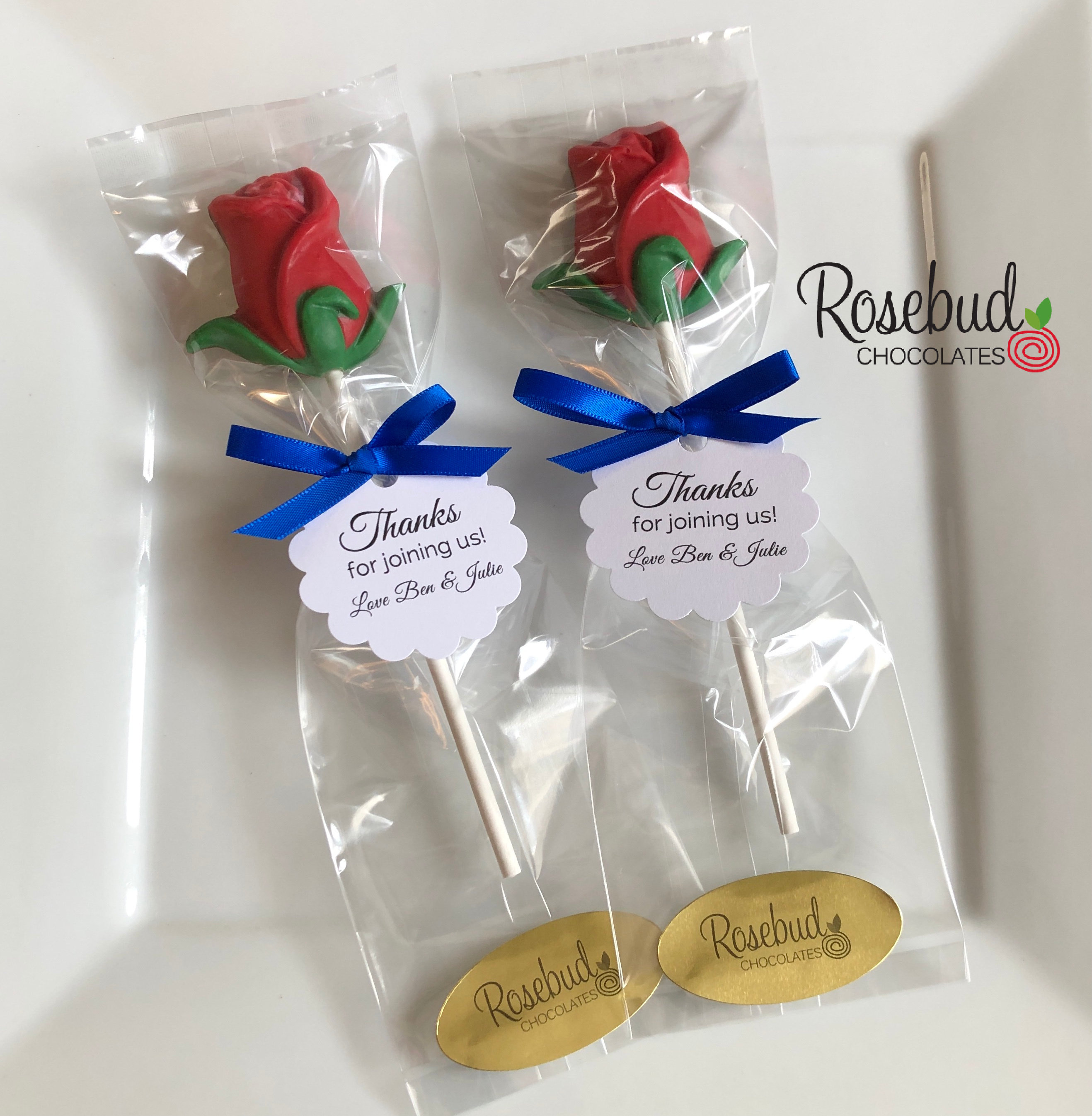 12 Red ROSE Chocolate Lollipops Personalized Round Scallop | Etsy