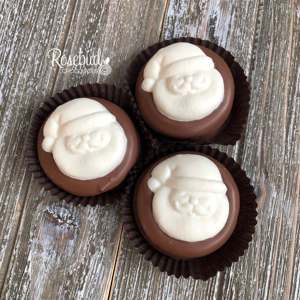 2 SANTA CLAUS TINS 10 Chocolate Covered Oreo Cookies Peppermint Candy ...
