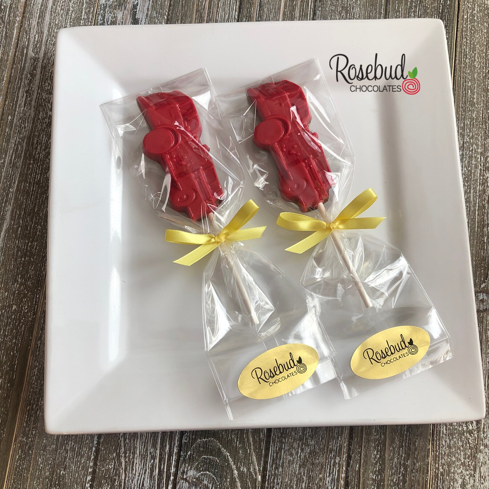 12 FIRE ENGINE Chocolate Red Truck Lollipops Fireman Firefighter ...