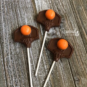 12 BASKETBALL HOOP Chocolate Lollipop Sports Birthday Party Candy ...