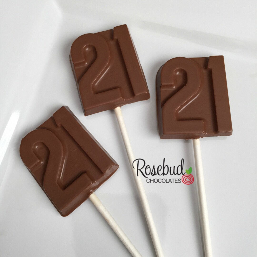 12 NUMBER Twenty One #21 Chocolate Lollipops 21st Birthday Candy Party ...