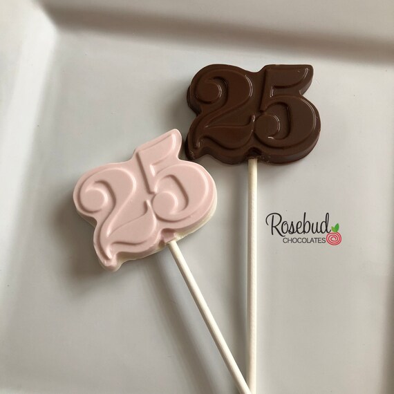 12 NUMBER TWENTY FIVE 25 Chocolate Lollipops 25th Birthday | Etsy