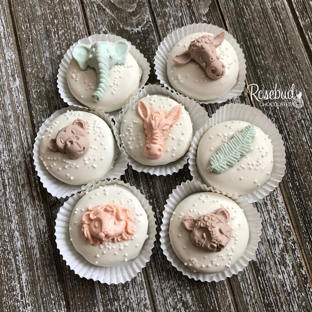 12 SAFARI JUNGLE Animals Assorted Chocolate Covered Oreo Cookies ...