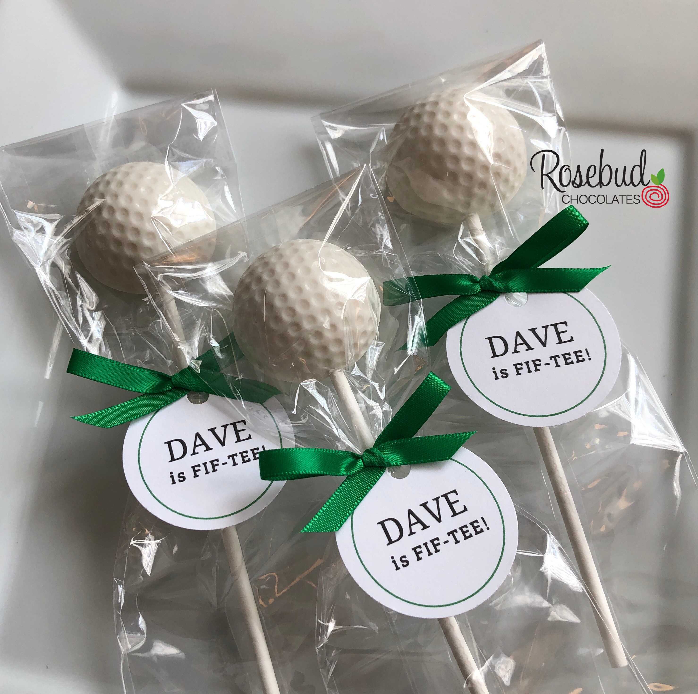 12 GOLF BALL Chocolate Lollipops Personalized Round Scallop | Etsy