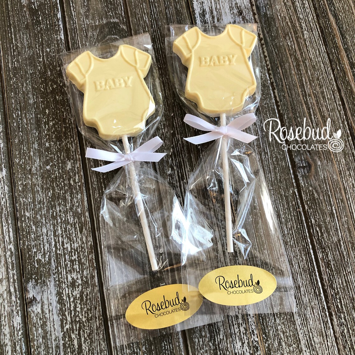 12 BODYSUIT Large Chocolate Lollipops Baby Shower Favors Candy - Etsy