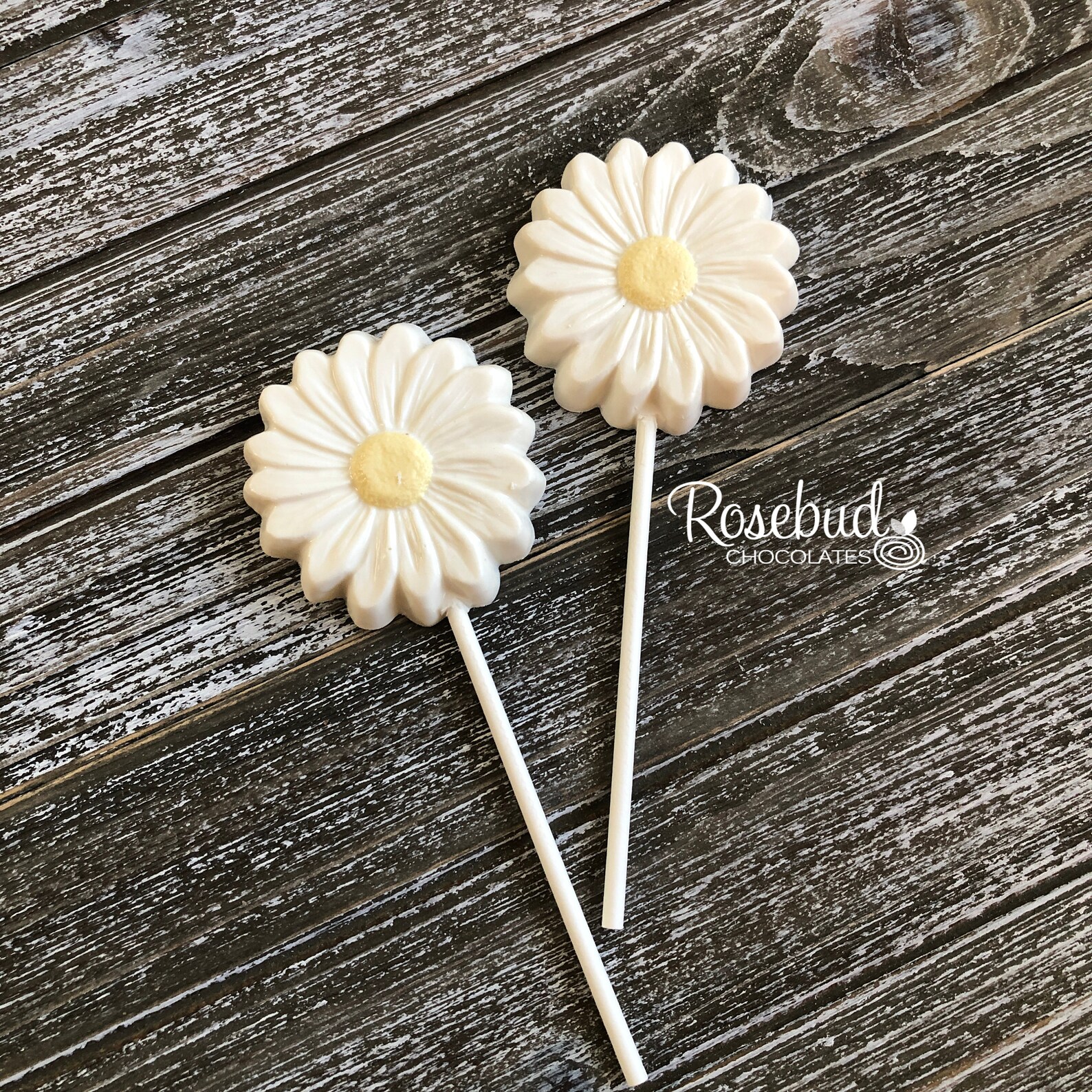 12 DAISY Chocolate Lollipop Candy Party Favors Flowers Birthday Wedding ...