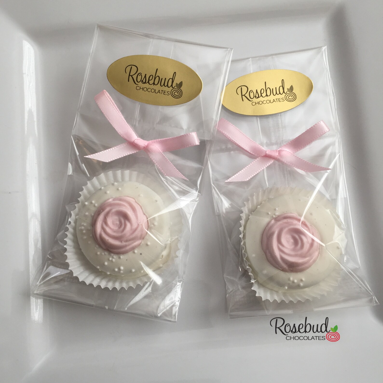 12 ROSEBUD Chocolate Covered Oreo Cookie Favors Pink Rose Baby | Etsy