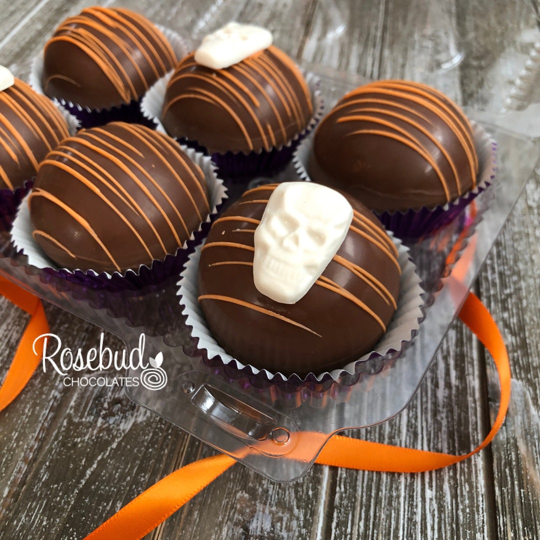 6 Pack HOT Chocolate BOMBS SKULLS Marshmallows Cocoa Halloween Holiday ...