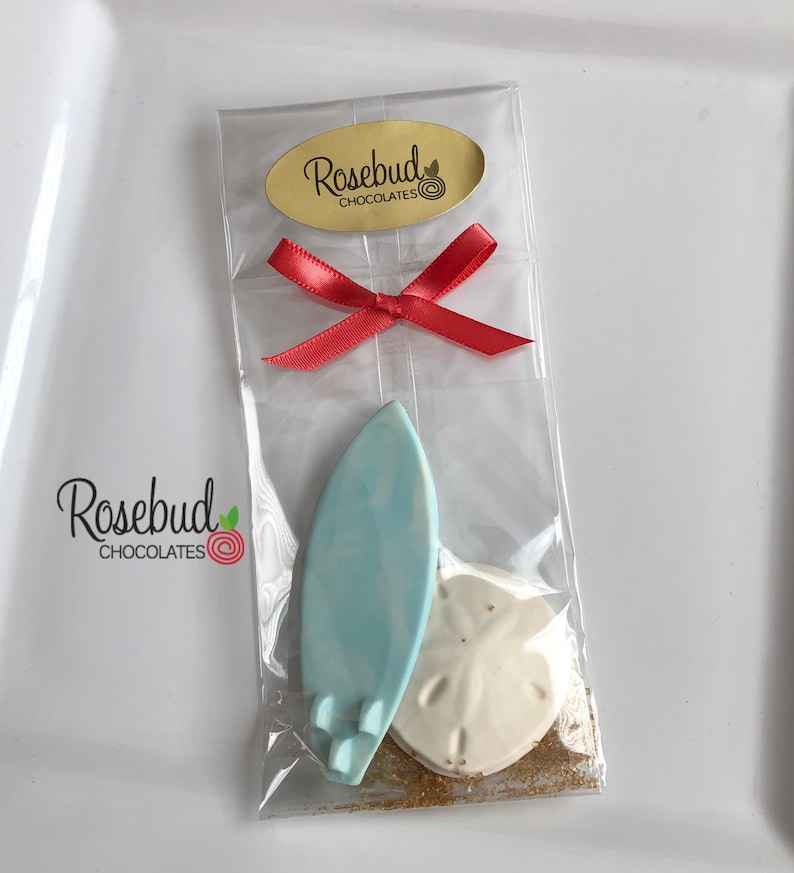12 SURFBOARD SAND DOLLAR Chocolate Candy Party Favors Beach Wedding ...