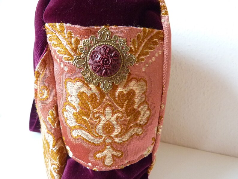 Medieval Marie Antoinette Victorian Boho Brocade Bag Purse dwyn Pink ...