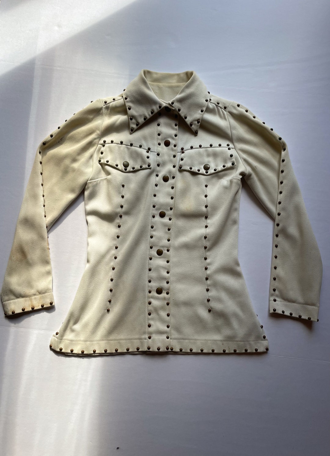 70s White Roncelli Style Studded Jacket XS - Etsy