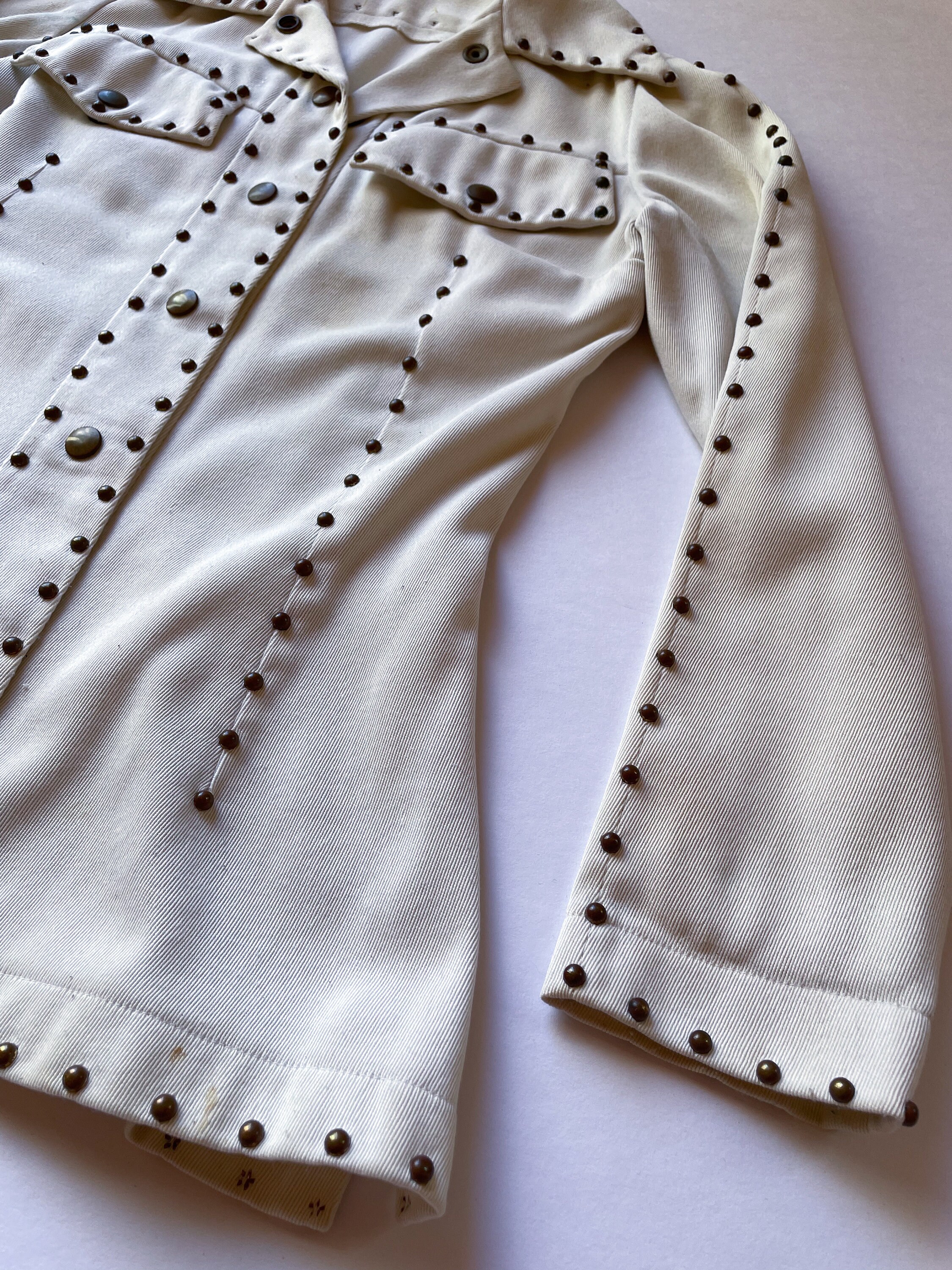 70s White Roncelli Style Studded Jacket XS - Etsy