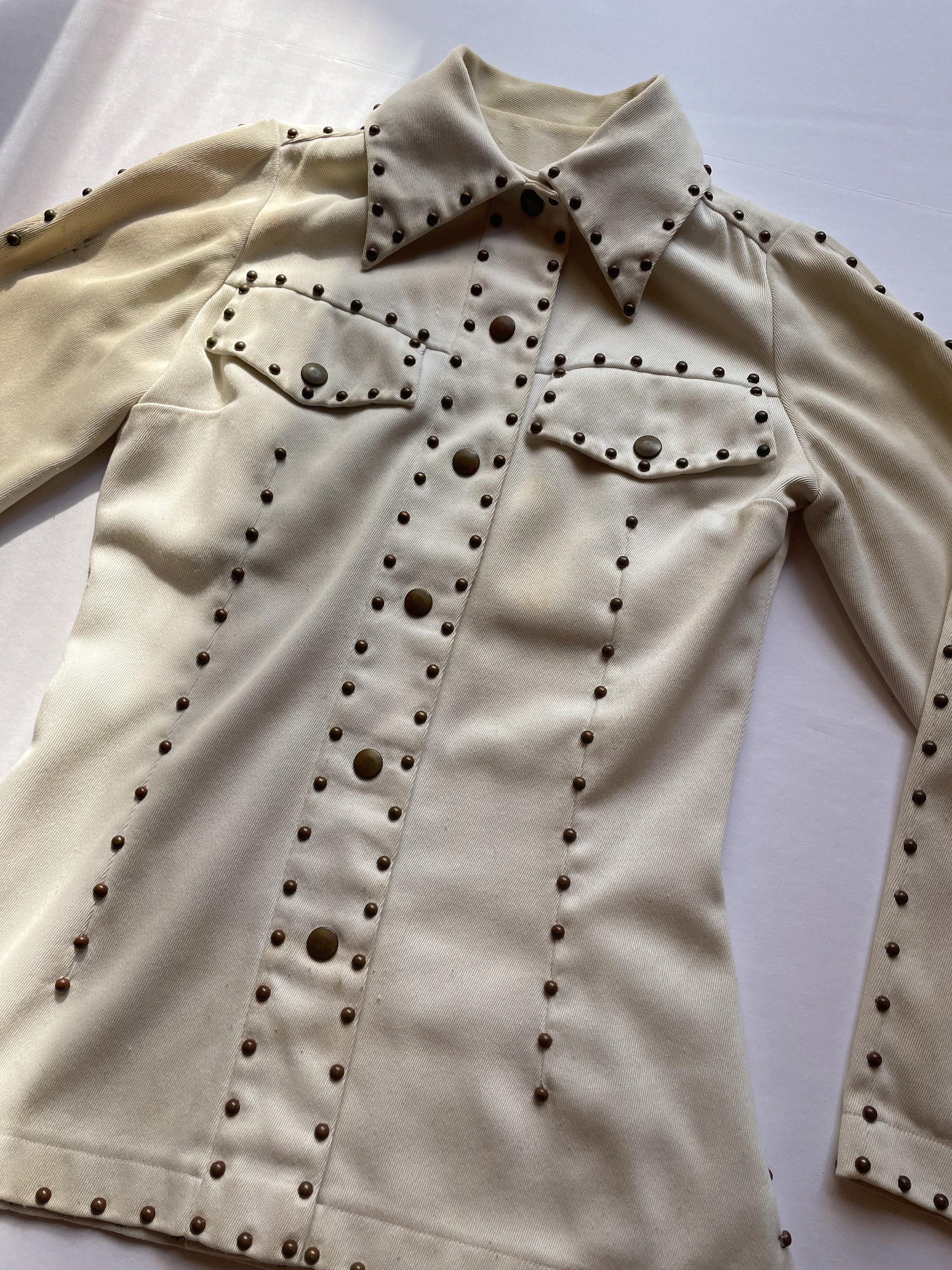70s White Roncelli Style Studded Jacket XS - Etsy