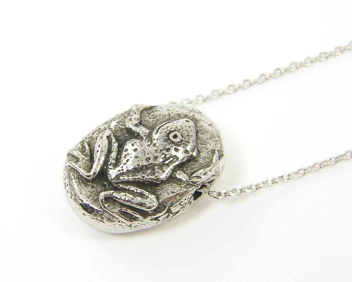 Silver Frog Necklace Toad Necklace Safe Journey Necklace - Etsy